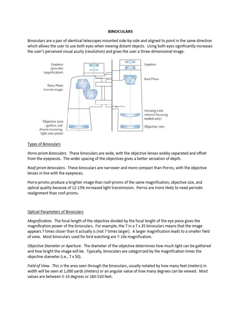 Binoculars Fact Sheet | PDF | Vision | Materials Science