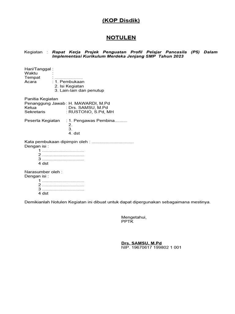 Contoh Dokumen IKM 2023 | PDF