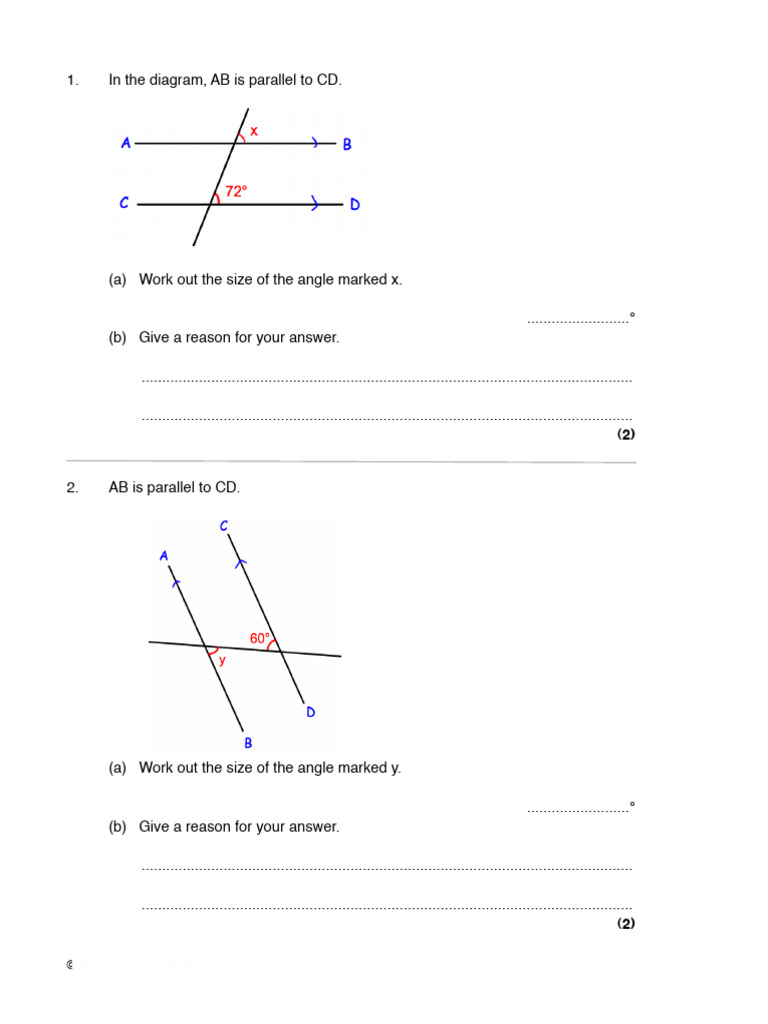 g7 Angles-Parallel-Lines PDF | PDF | Trigonometry | Polytopes