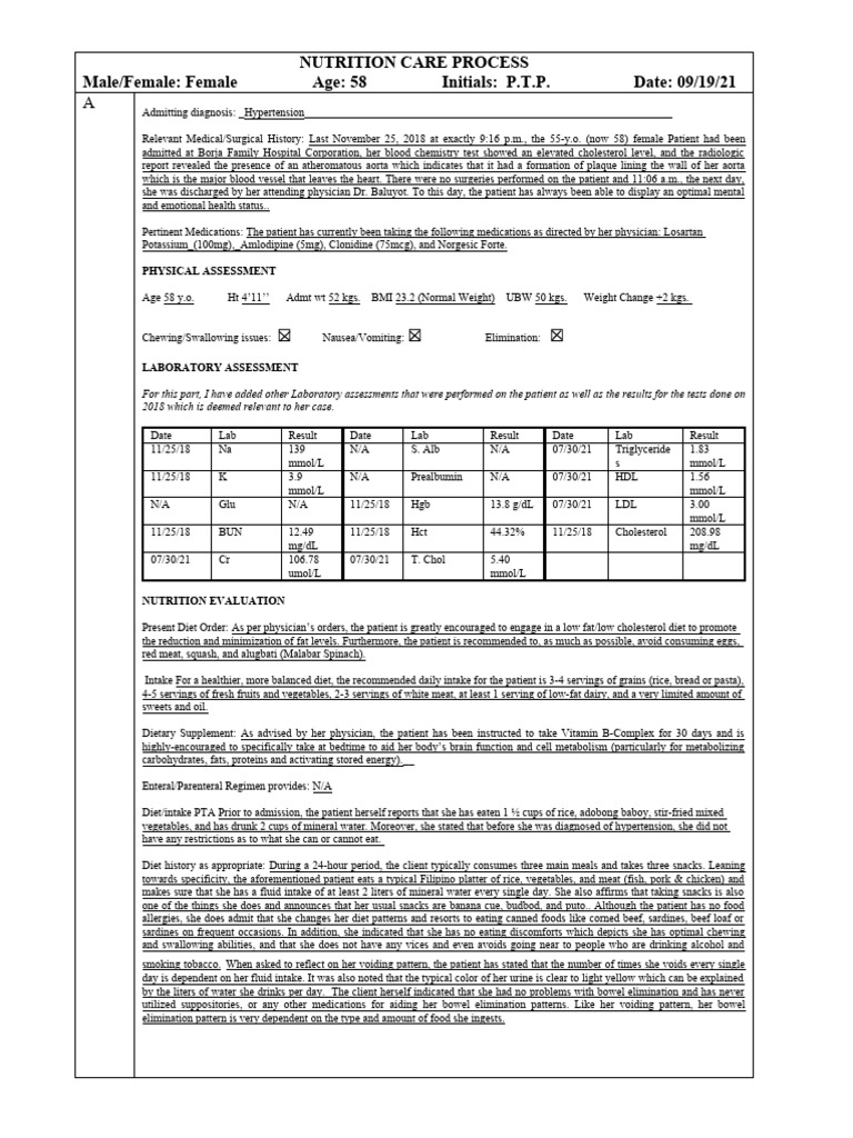 Nutrition Care Process Form | PDF | Fat | Cholesterol