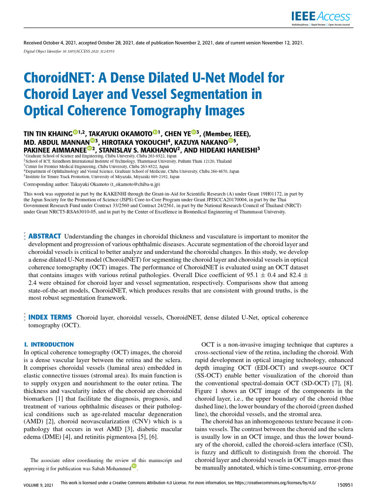 ChoroidNET A Dense Dilated U-Net Model For Choroid Layer and Vessel Segmentation in Optical ...