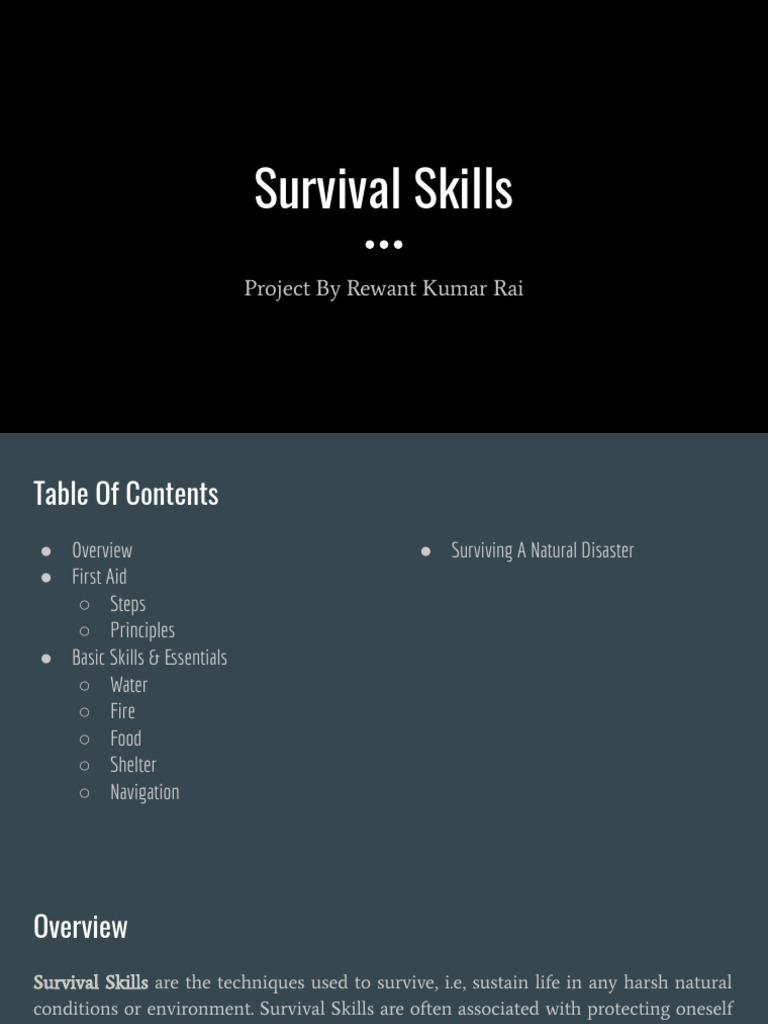 Case Study On Survival Skills | PDF | First Aid | Survival Skills