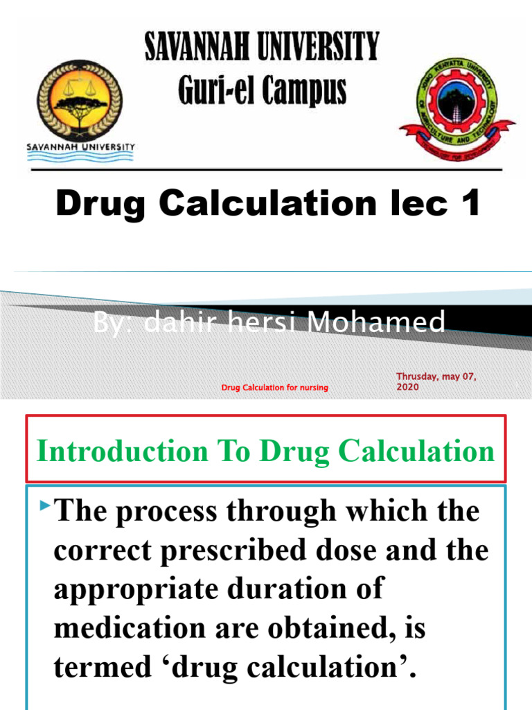 Drug Calculation Lec 1 | PDF | Elementary Mathematics | Mathematical Notation