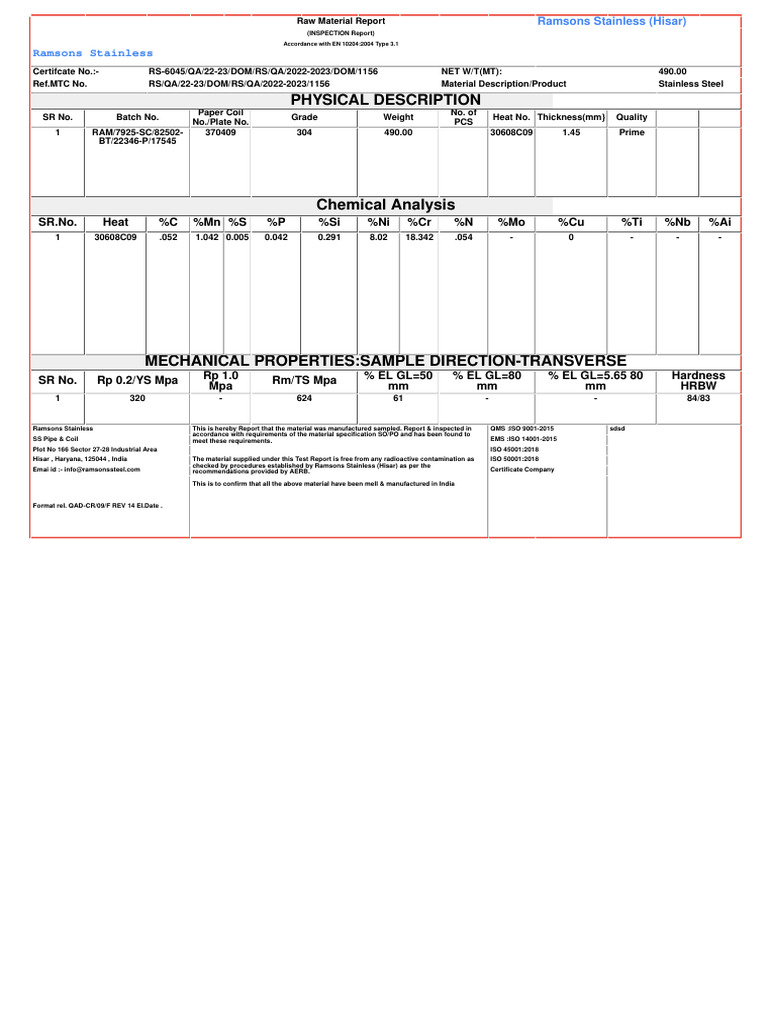 'Invoice 12341231 | PDF | Stainless Steel | Building Engineering