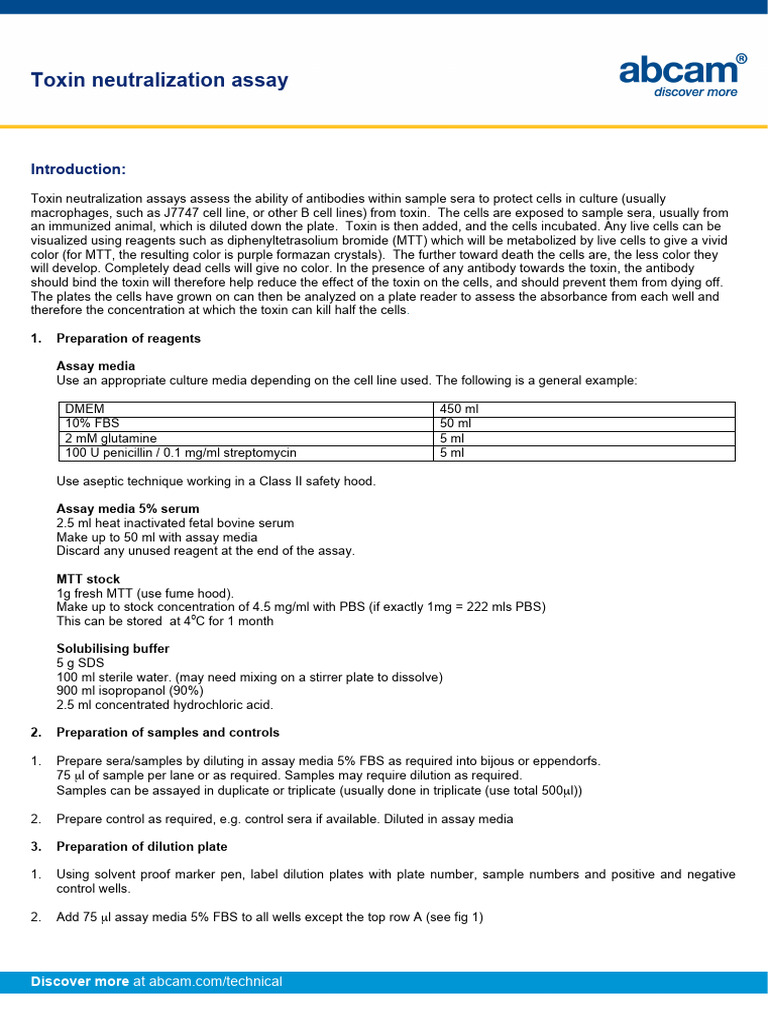 Toxin Neut Assay | PDF | Medical Specialties | Biotechnology