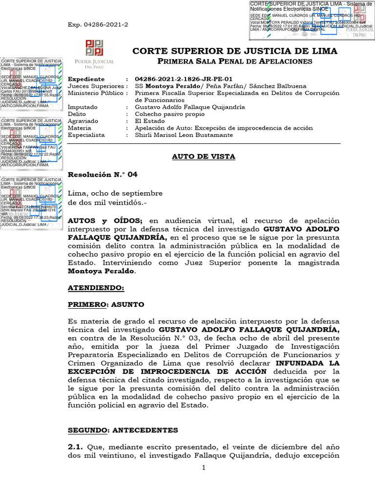 EXCEPCION DE IMPROCEDENCIA DE ACCIÓN | PDF | Derecho penal | Fiscal