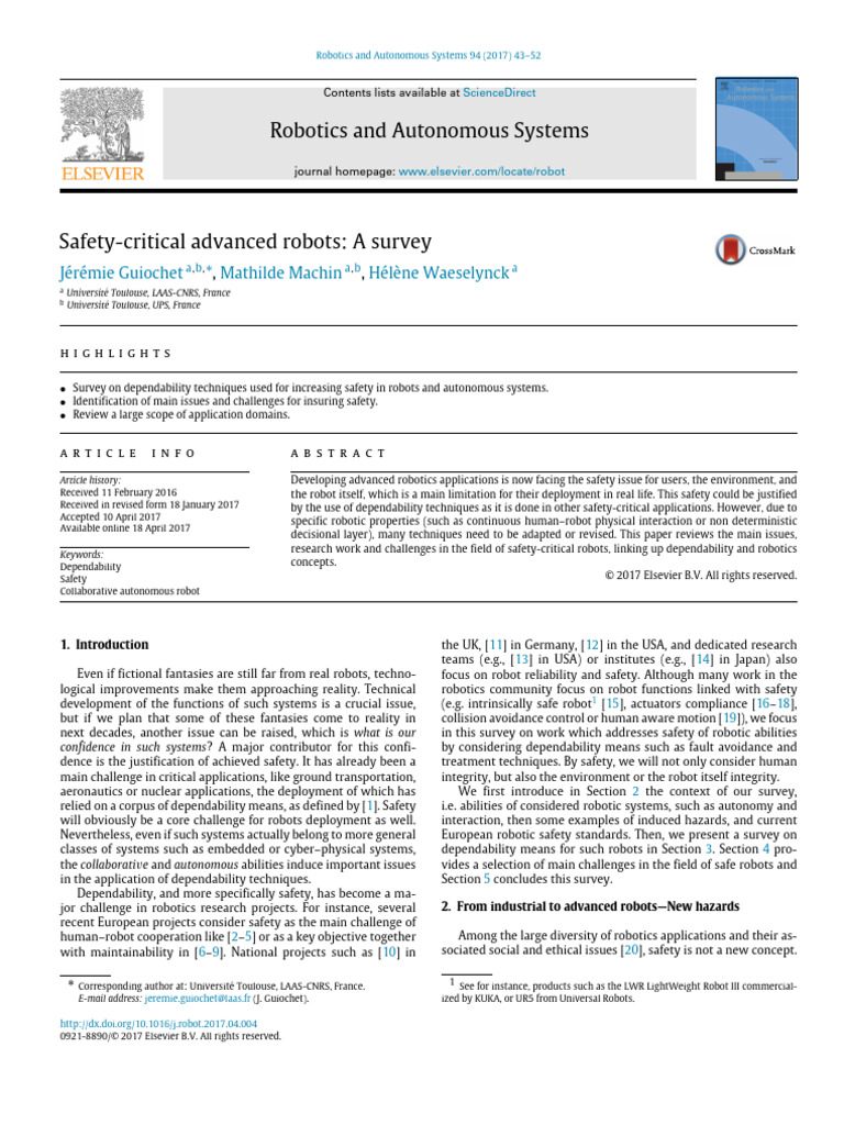 Safety-Critical Advanced Robots | PDF | Formal Verification | Robotics