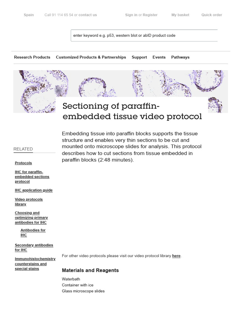 Sectioning of Paraffin-Embedded Tissue Protocol - Abcam | PDF ...