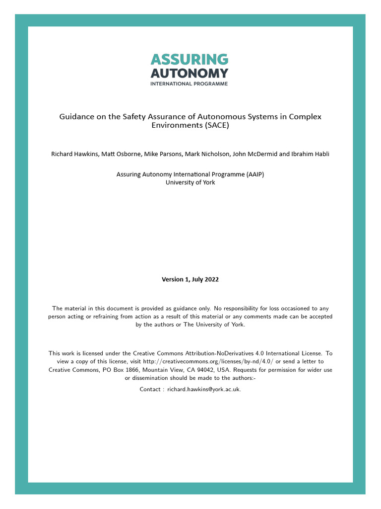 Guidance On The Safety Assurance of Autonomous Systems in Complex ...