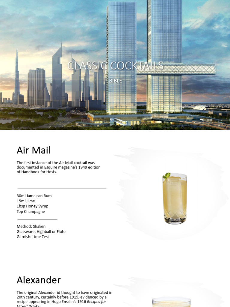 Classic Cocktail Bible | PDF | Martini (Cocktail) | Cocktails