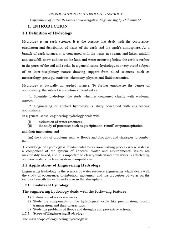 Introduction To Hydrology | PDF | Hydrology | Precipitation