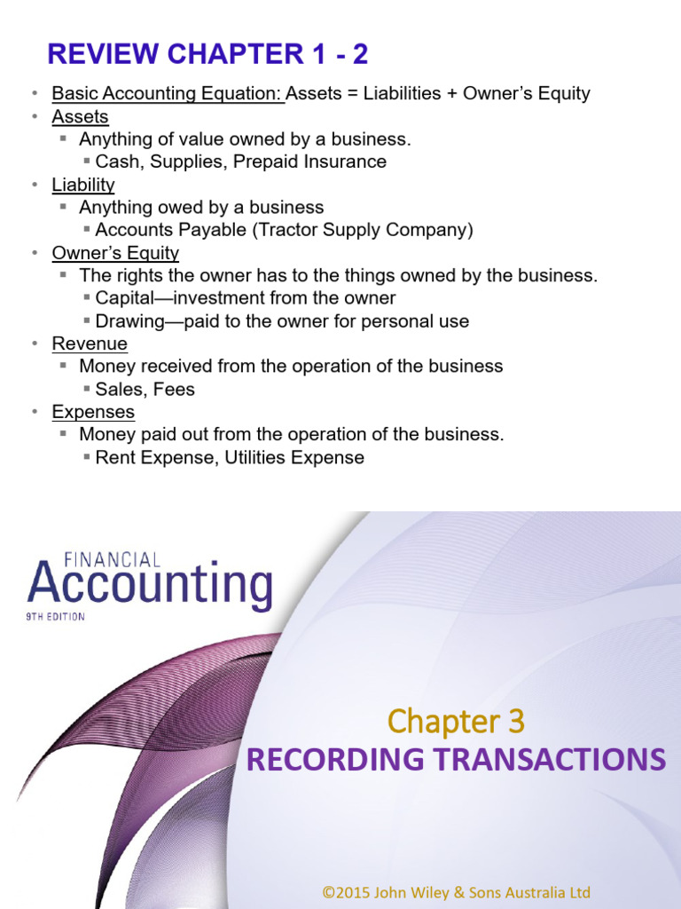 Topic 3 - Recording Transactions (STU) | PDF | Debits And Credits | Expense