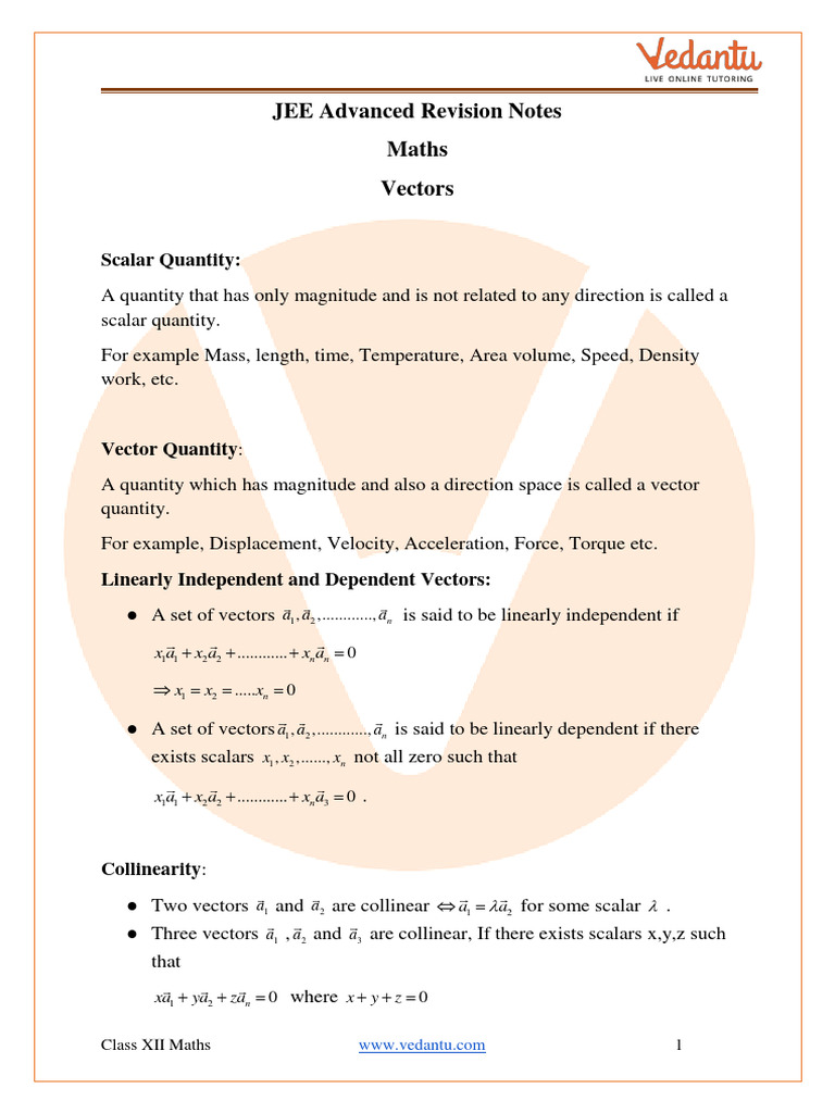 Vectors Vedantu | PDF | Euclidean Vector | Line (Geometry)