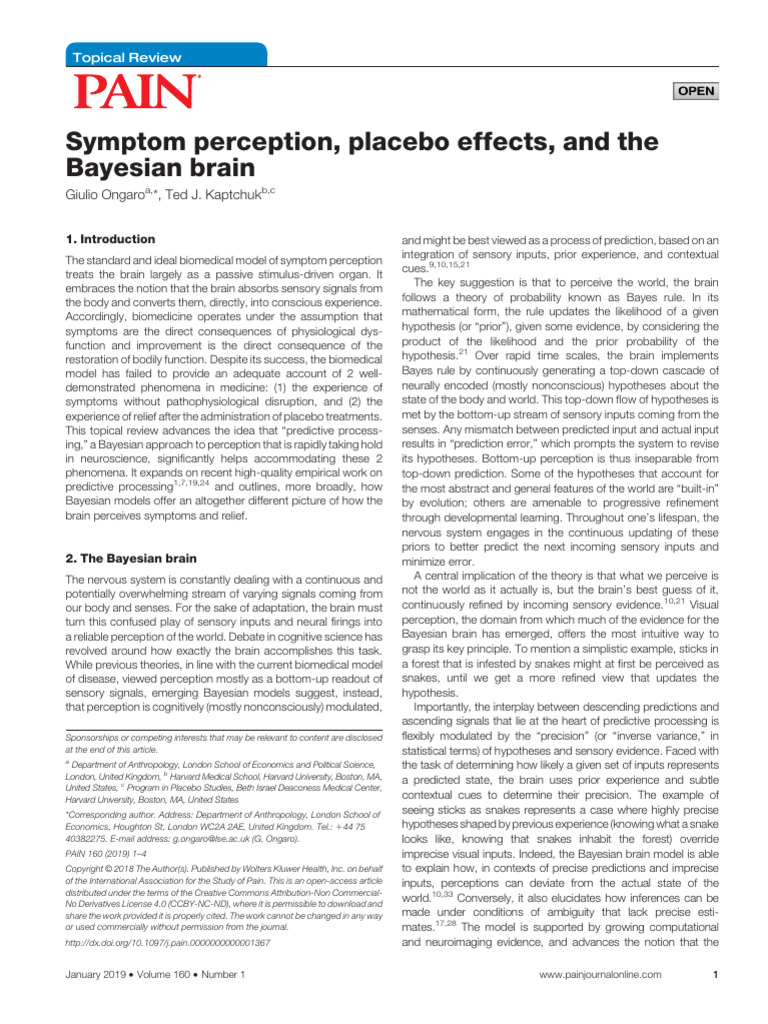Symptom Perception, Placebo Effects, and The Bayesian Brain | PDF ... Symptom Perception, Placebo Effects, and The Bayesian Brain | PDF ...
