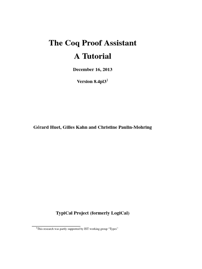 Tutorial Coq Pdf First Order Logic Function Mathematics