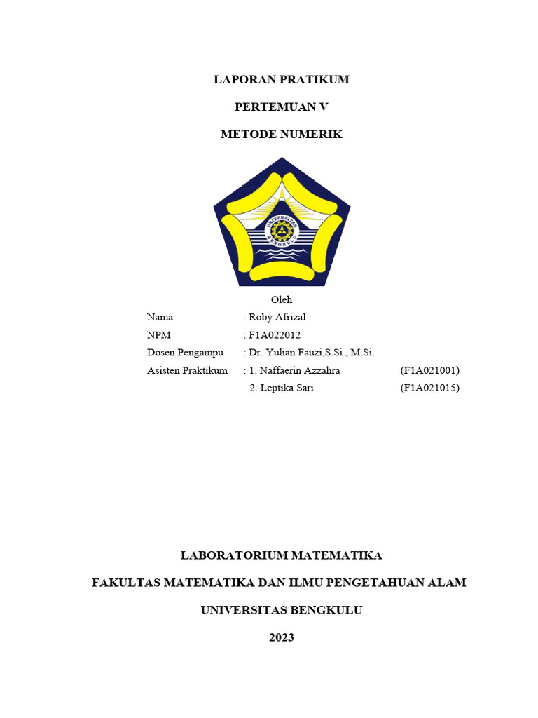 Laporan Metnum Pertemuan 5 Roby | PDF