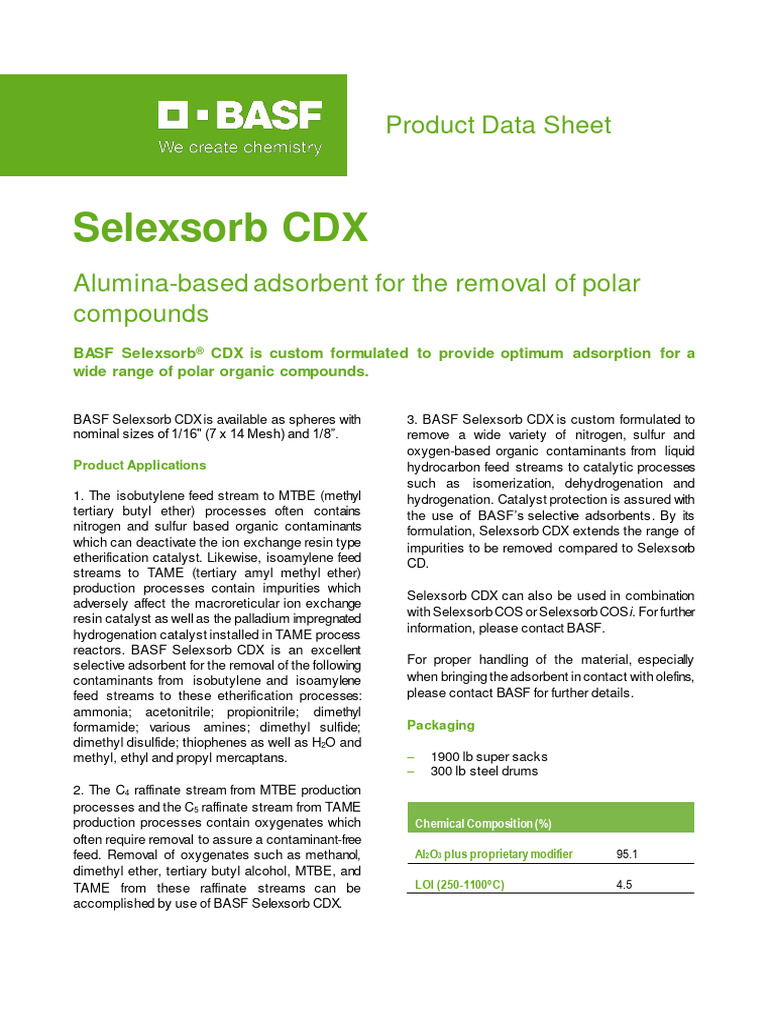 BF-8573 US Selexsorb-CDX PDS Rev 2018-08 N GAK | PDF | Adsorption ...