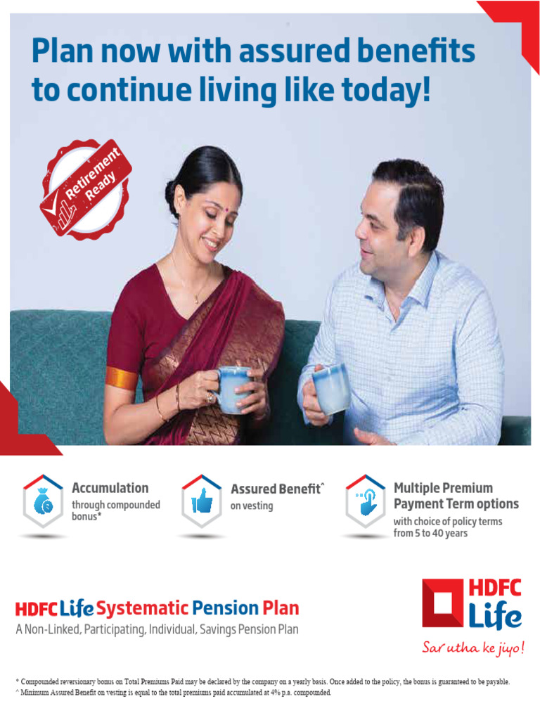 HDFC Life Systematic Pension Plan 101N144V01 Brochure | Download Free PDF | Insurance | Life ...