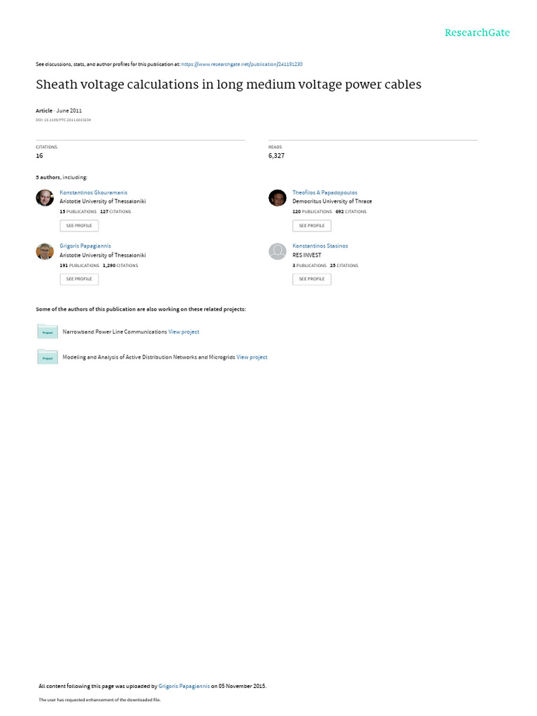 Sheath Voltage Calculations in Long Medium | PDF | Electrical ...