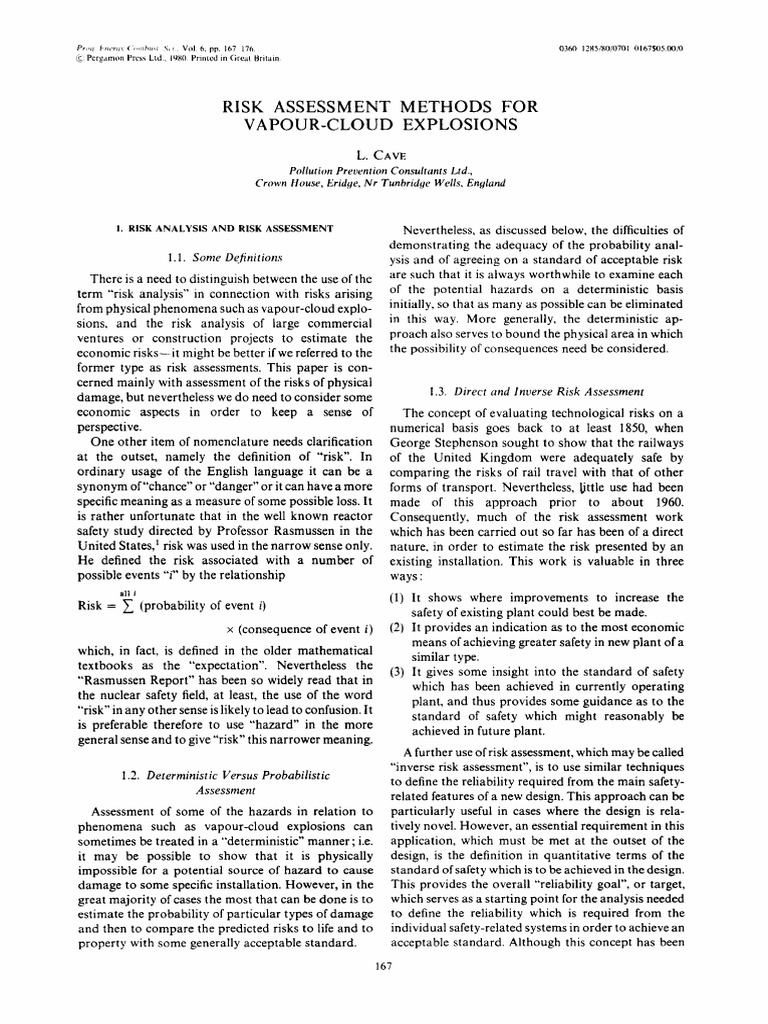 5-Risk Assessment Methods For Vapour-Cloud Explosions | PDF | Risk | Reliability Engineering