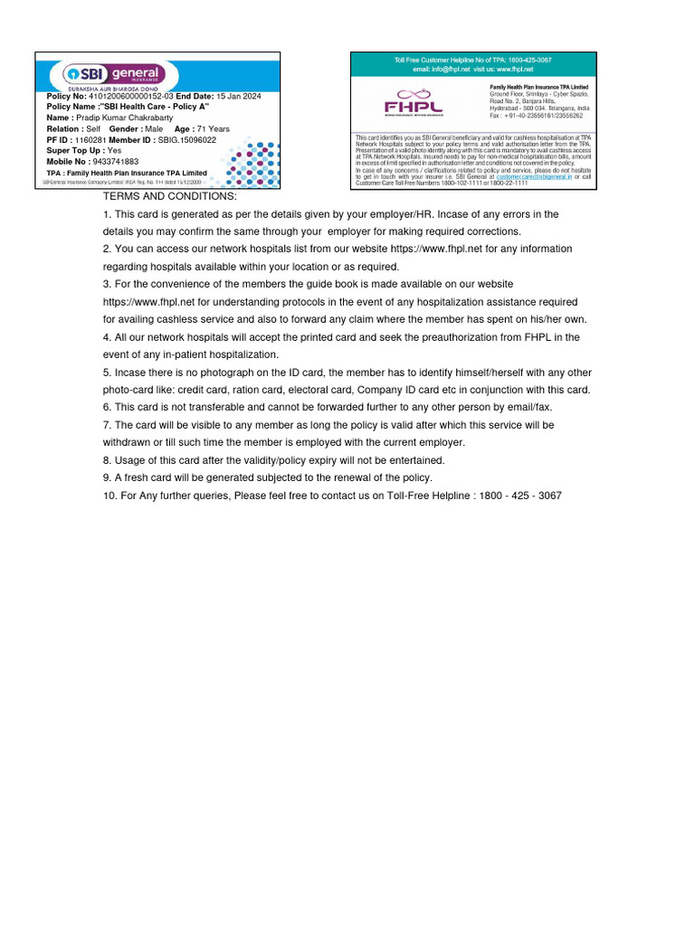 TPA: Family Health Plan Insurance TPA Limited | PDF | Service Industries