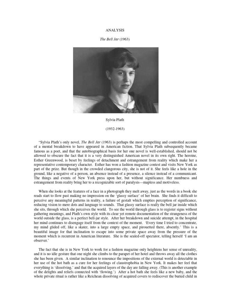 ANALYSIS Plath, Sylvia The Bell Jar (1963) Analysis | PDF | Sylvia Plath