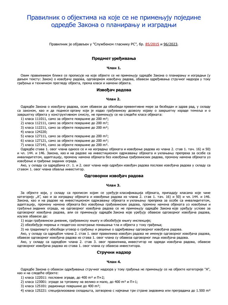 39a - Pravilnik o Objektima Na Koje Se Ne | PDF