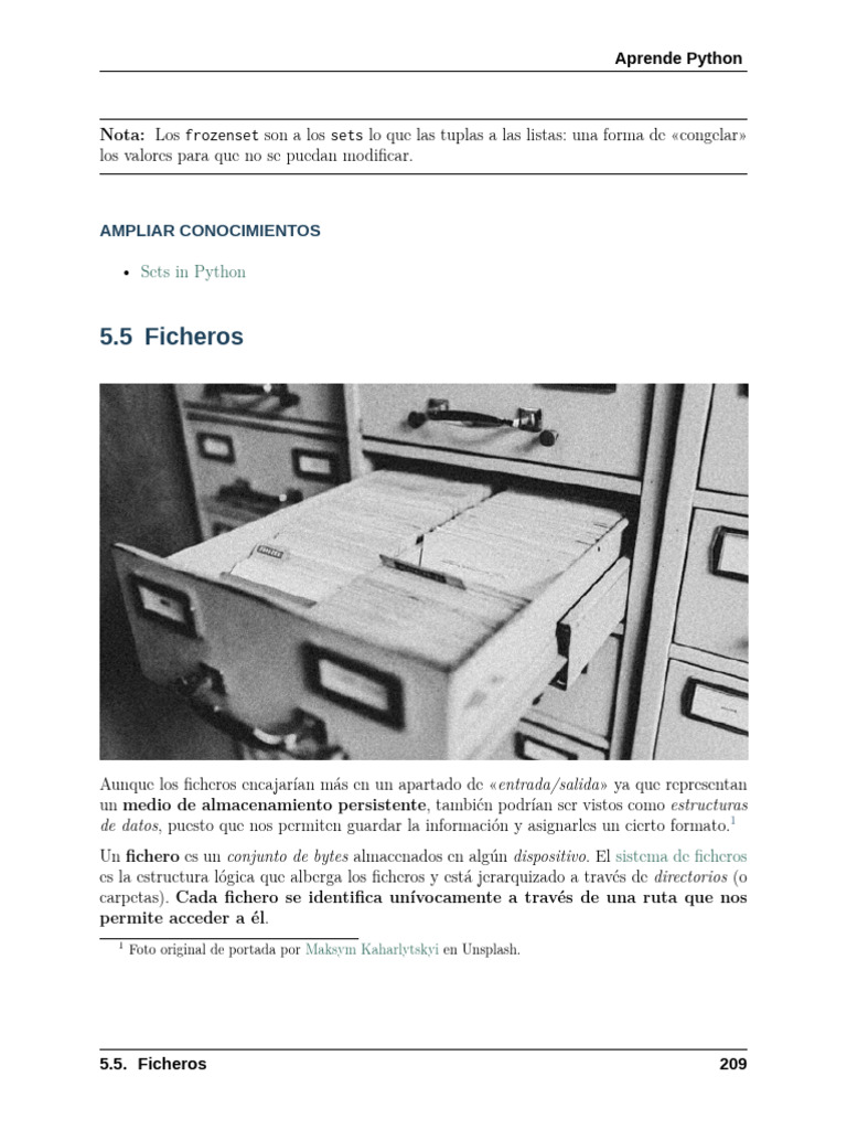 AprendePython-cap05.5 - Ficheros | PDF | Archivo de computadora | Python (lenguaje de programación)