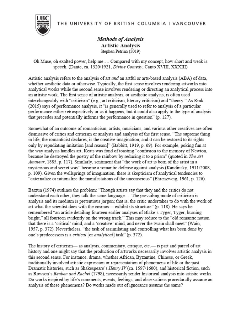 Artistic Analysis | PDF | Aesthetics | Experience