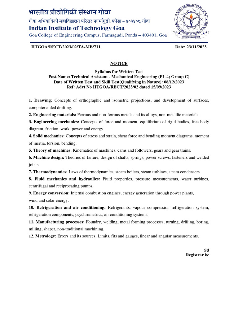 Syllabus IITGOARECT202302 | PDF | Science & Mathematics | Computers