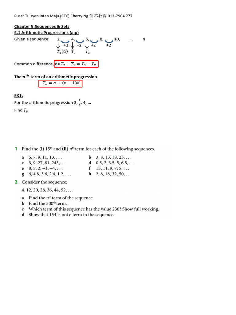 Sequences & Sets | PDF | Decimal | Numbers