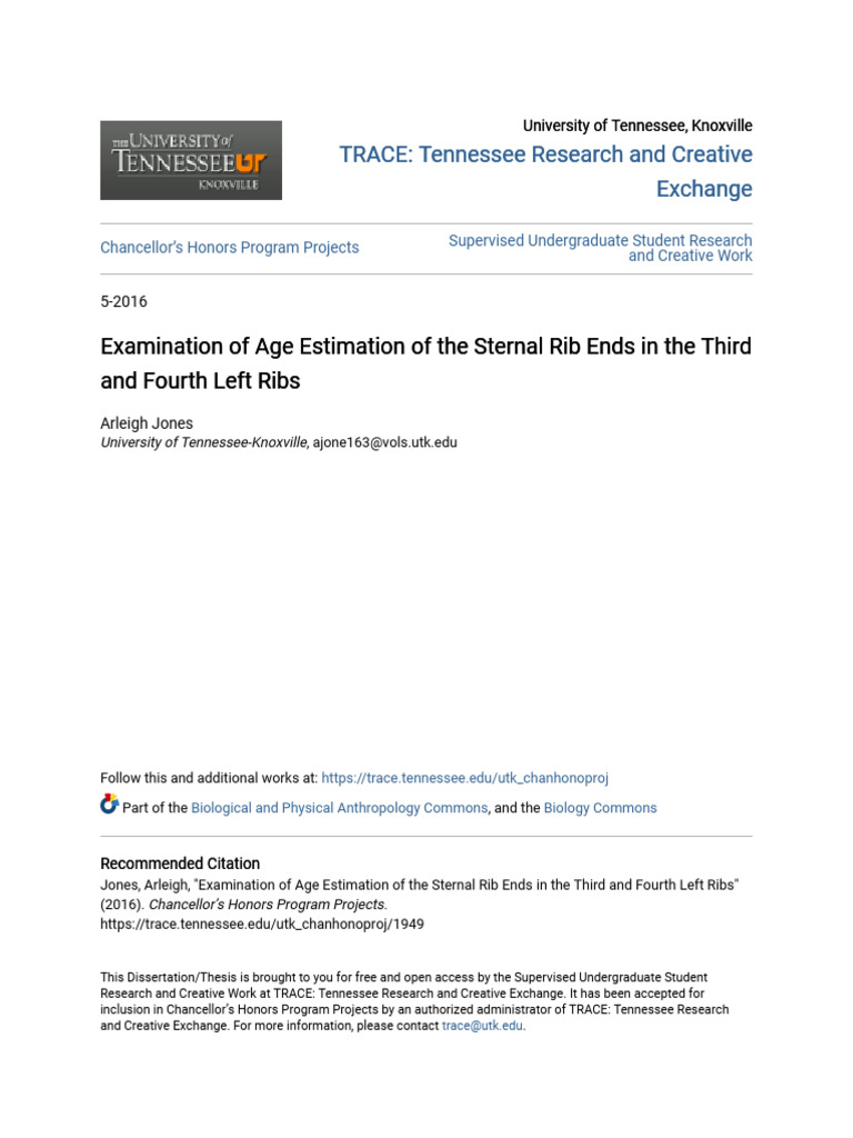 Examination of Age Estimation of The Sternal Rib Ends in The Thir | PDF ...