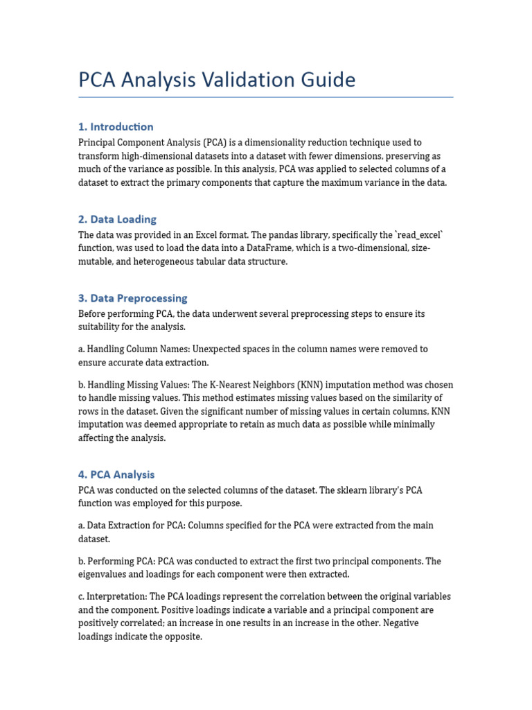 PCA Analysis Validation Guide | PDF | Principal Component Analysis ... PCA Analysis Validation Guide | PDF | Principal Component Analysis ...
