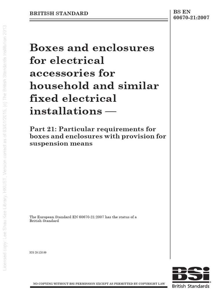 BS en 60670-21-2007 | PDF
