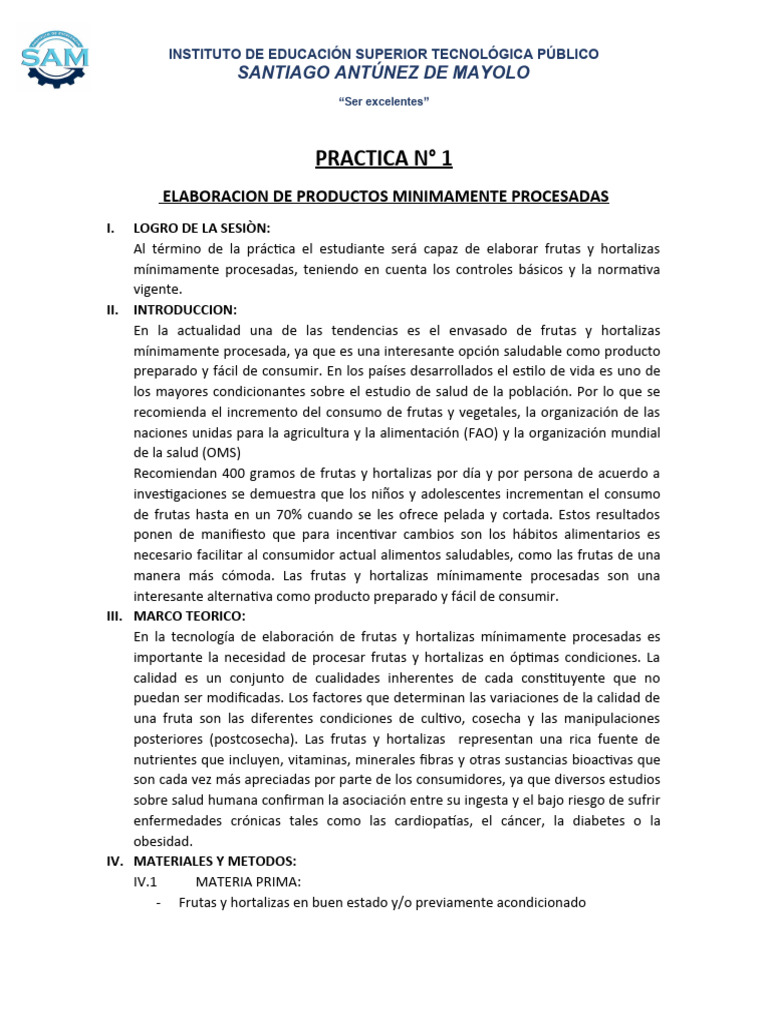 Elaboración de Frutas Procesadas | PDF | Organización de Comida y ...