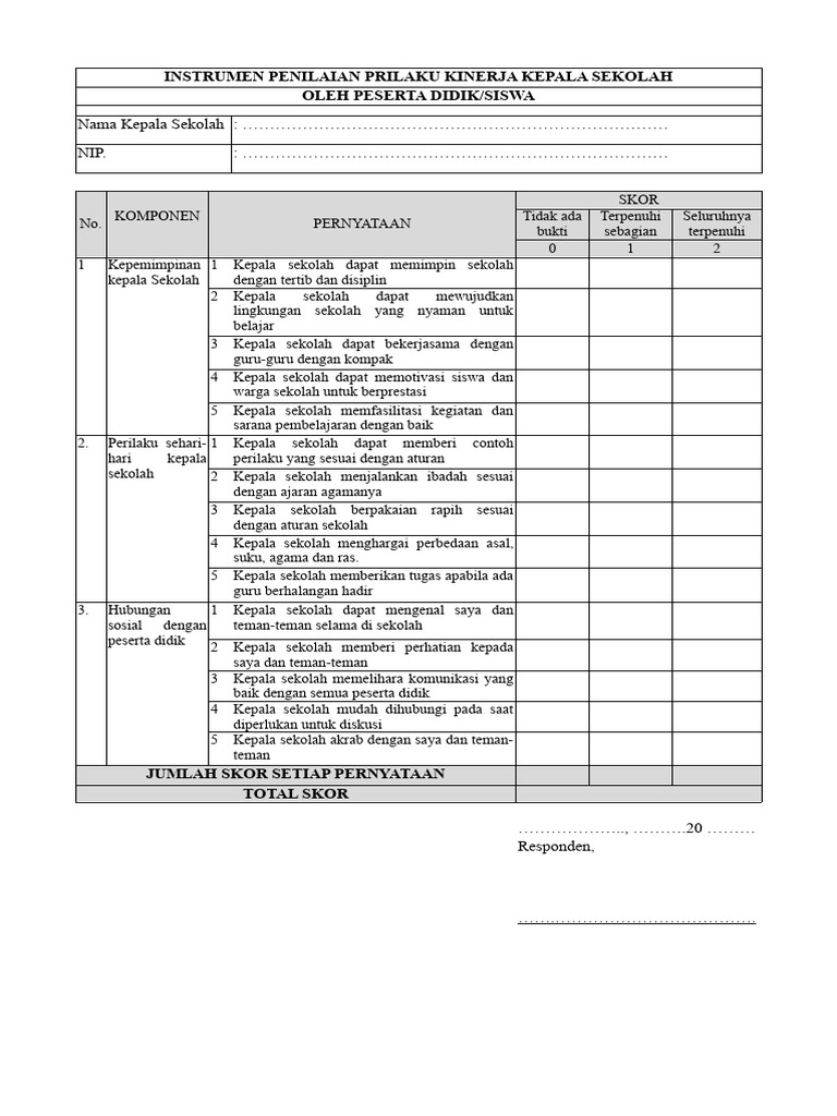 Instrumen Peserta Didik | PDF