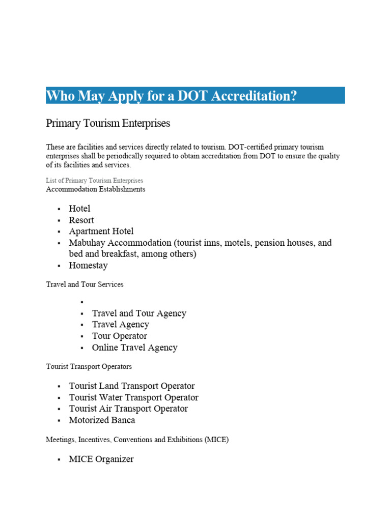 Who May Apply For A DOT Accreditation | PDF
