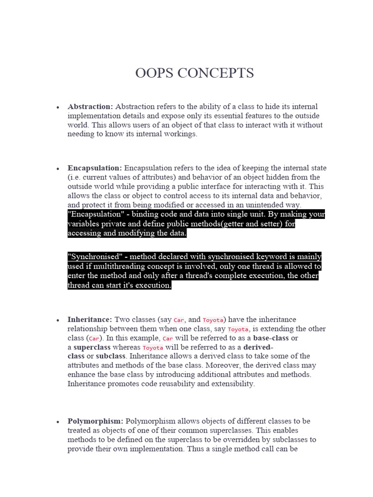 Oops Concepts Pdf Inheritance Object Oriented Programming Class Computer Programming 1640