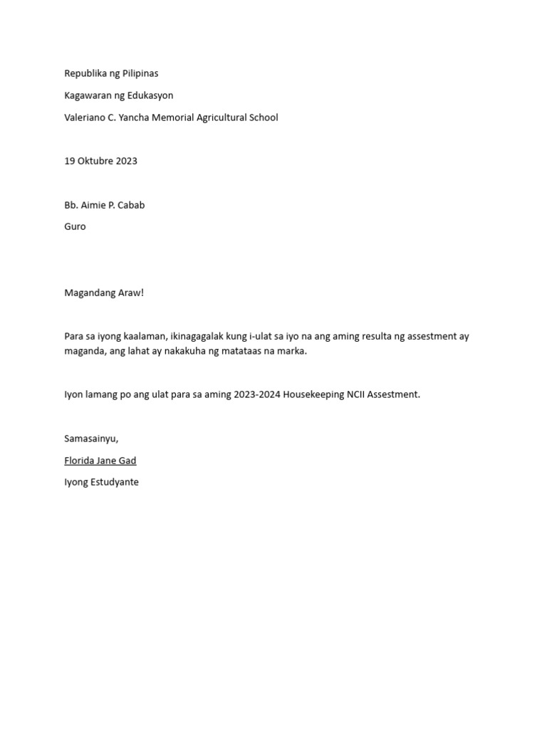 Liham Pang Ulat | PDF