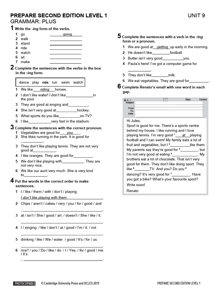 PREPARE 1 Grammar Plus Unit 09 | PDF | Subject (Grammar) | Linguistic Typology