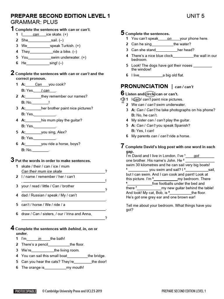 PREPARE 1 Grammar Plus Unit 05 | PDF | Linguistics