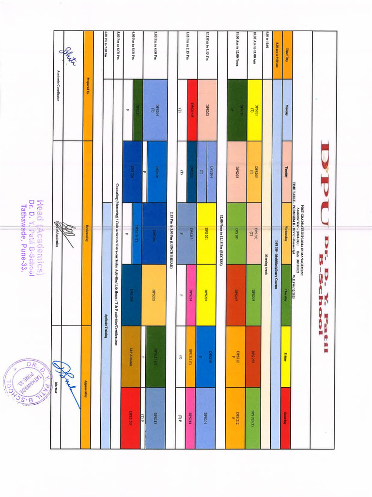 Time Table Sem II DIV-C | PDF
