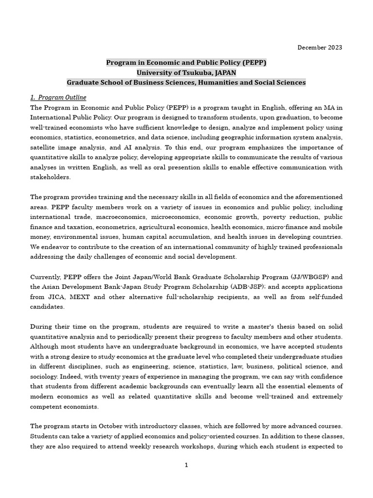 PEPP Program Outline AY2023 | PDF | Inter American Development Bank ...