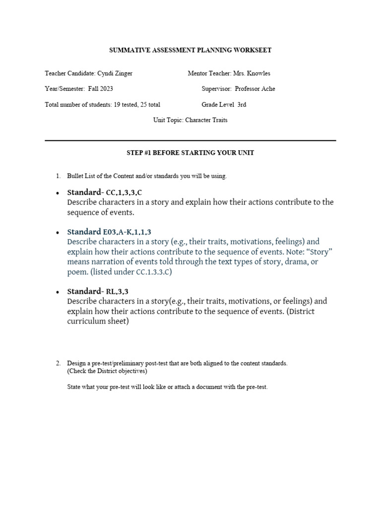 Summative Assessment Planning Workseet | PDF | Cognition | Cognitive ...