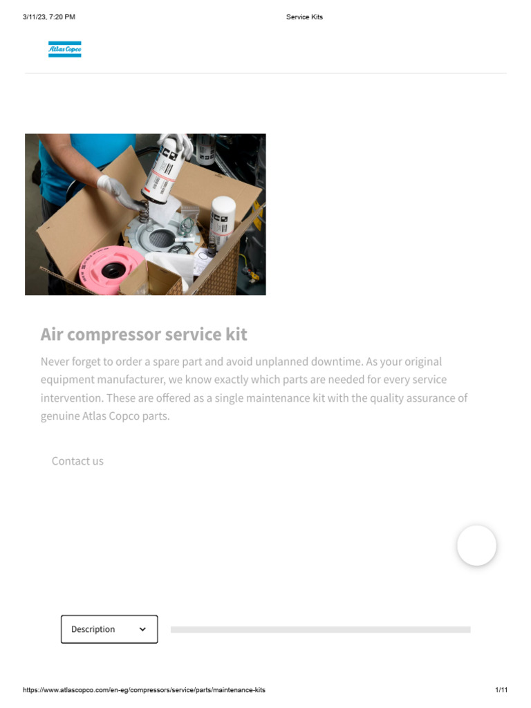 Atlas Copco Air Compressor Service Kits | PDF | Business | Computers