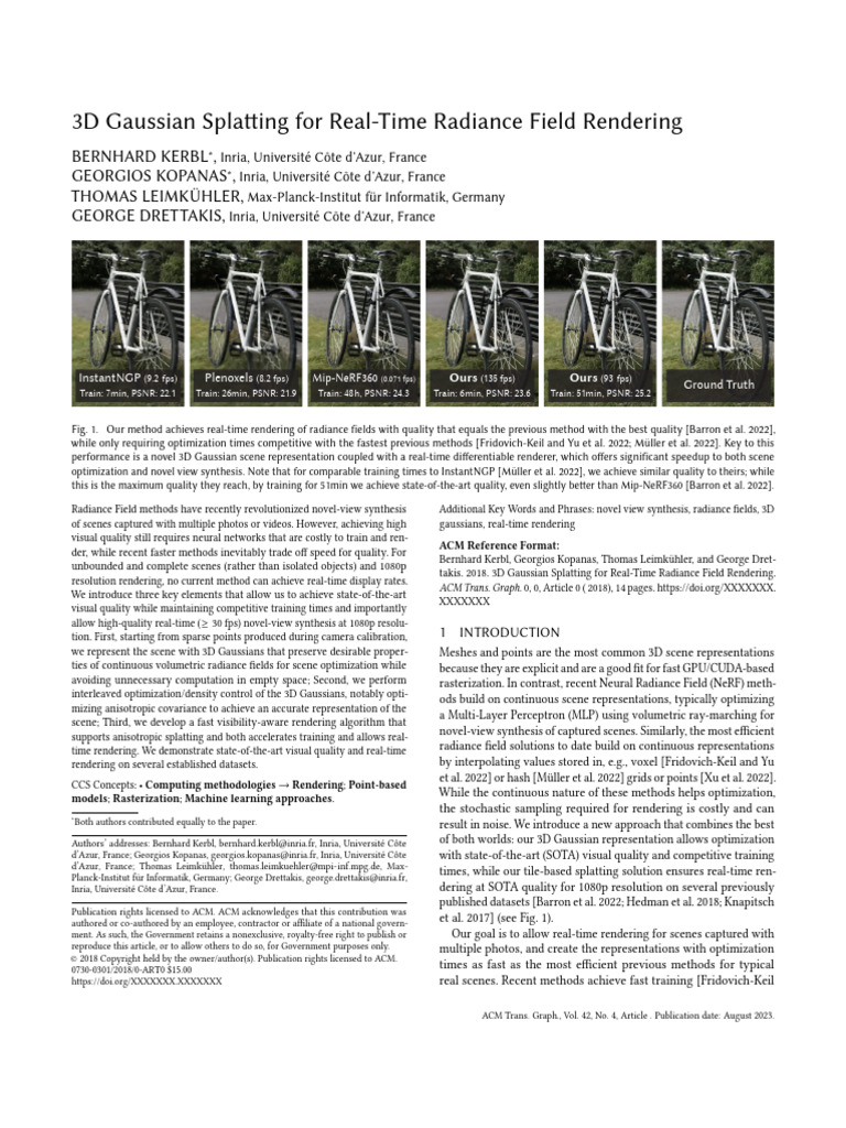 3d Gaussian Splatting High Pdf Rendering Computer Graphics
