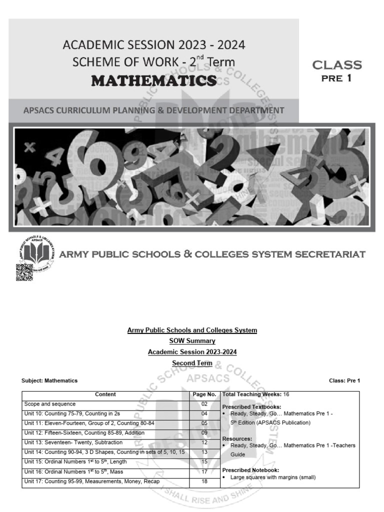 Class Pre I Mathematics Second Term Cold & Warm | PDF | Educational ...