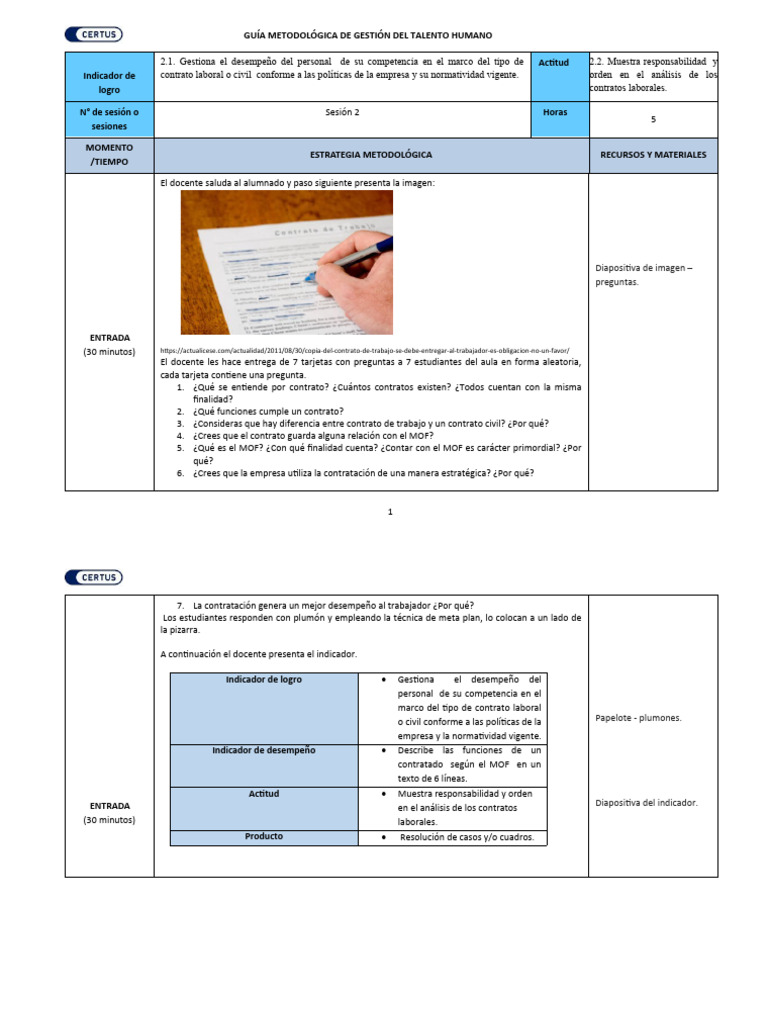 GM Indicador 2 - Sesión 3 y 4 | PDF | Derecho laboral | Evaluación