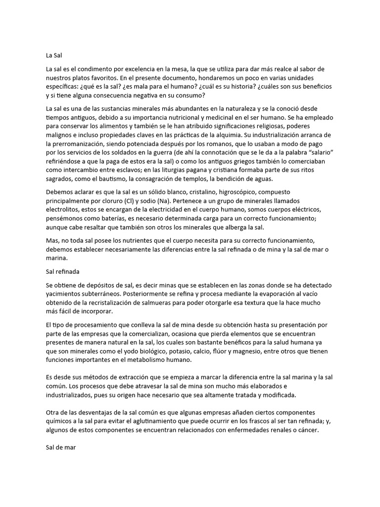 La Sal | PDF | sal | Agua