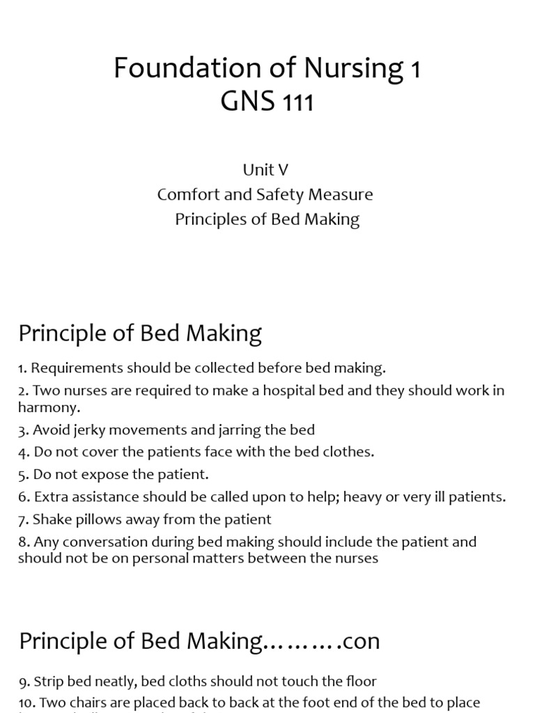 Foundation of Nursing Bed Making | PDF